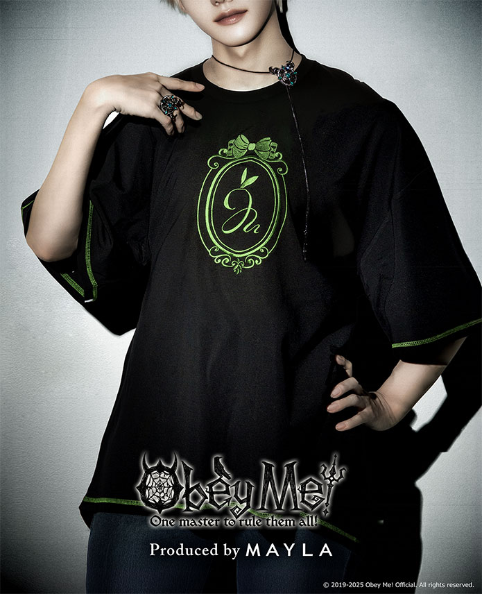 MAYLA マイラ Obey Me! おべいみー！ グッズ 服 オベイミー! アイコニック リボンT Satan サタン フリーサイズ ユニセックス 男女兼用 正規品 新品 公式 Obey Me!  キャラクターTシャツ 人気 ブランド プレゼント オベイミー! アイコニック リボンT- MAYLA